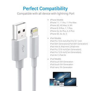 Lightning Cable MFi Certified - iPhone Charger 3Pack 6FT Lightning to USB A Charging Cable Cord Compatible with iPhone 14 13 12 Mini Pro Max SE 11 Xs Max XR X 8 7 6 Plus 5S iPad Pro Airpods - White