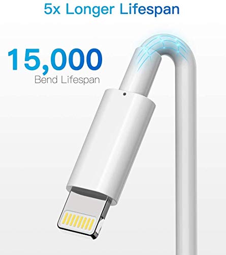 Lightning Cable MFi Certified - iPhone Charger 3Pack 6FT Lightning to USB A Charging Cable Cord Compatible with iPhone 14 13 12 Mini Pro Max SE 11 Xs Max XR X 8 7 6 Plus 5S iPad Pro Airpods - White