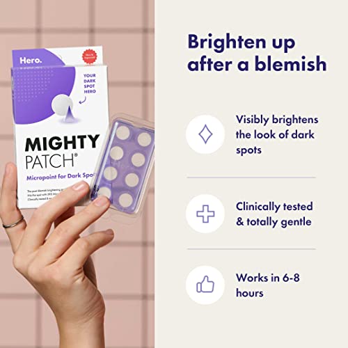 Mighty Patch Micropoint for Dark Spots from Hero Cosmetics - Post-Blemish Dark Spot Patch with 395 Micropoints, Dermatologist Tested and Non-irritating, Not Tested on Animals (8 Count)