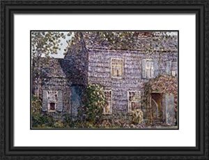 artdirect hassam, childe 24×19 black ornate framed art print with double matting titled: hutchison house east hampton long island