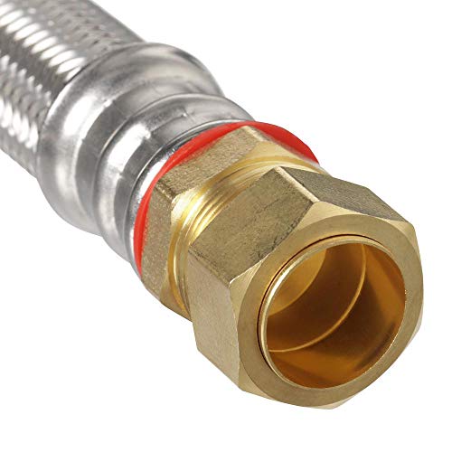 Everbilt 3/4 in. FIP x 7/8 in. Compression x 1.5 ft. Stainless Steel Water Heater Supply Line