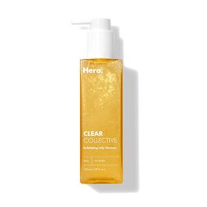 clear collective exfoliating jelly cleanser from hero cosmetics – gentle daily jelly-to-foam facial cleanser, eliminates excess oil and removes dead skin, fragrance and paraben free (5.07 fl oz)