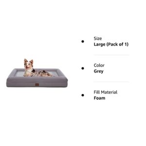 Eterish Orthopedic Dog Bed for Large Dogs (3 inches Thick) Plush 4 Sides Pet Bed L Grey Large (Pack of 1)