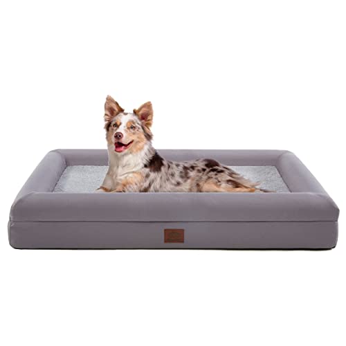 Eterish Orthopedic Dog Bed for Large Dogs (3 inches Thick) Plush 4 Sides Pet Bed L Grey Large (Pack of 1)