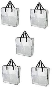 ikea dimpa extra large storage bag, clear heavy duty bags, moth moisture protection storage bags (pack of 5, 25 ½x8 ¾x25 ½)