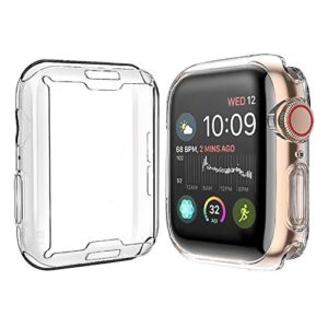 [2-pack] julk 40mm case for apple watch series 6 / se / series 5 / series 4 screen protector, overall protective case tpu hd ultra-thin cover for iwatch, transparent