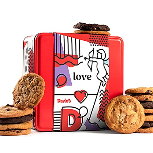 David's Cookies Premium Gift, Gourmet, and Freshly Baked Valentine's Day Assorted Cookies in a Love Tin Gift Box For Your Love Ones, Deliciously Handmade Soft Variety of Cookies - 2 lbs