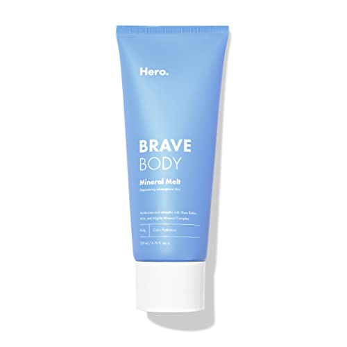 HERO COSMETICS Brave Body Hydrating Mineral Melt from Empower Acne-Prone Skin, Balance Bacteria - Visibly Renews & Smoothes with Shea Butter + Almond Oil - No Mineral Oil or Silicones (6.76 Fl. Oz.)