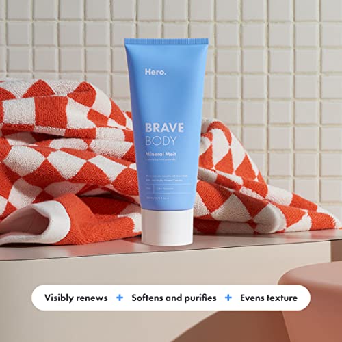 HERO COSMETICS Brave Body Hydrating Mineral Melt from Empower Acne-Prone Skin, Balance Bacteria - Visibly Renews & Smoothes with Shea Butter + Almond Oil - No Mineral Oil or Silicones (6.76 Fl. Oz.)