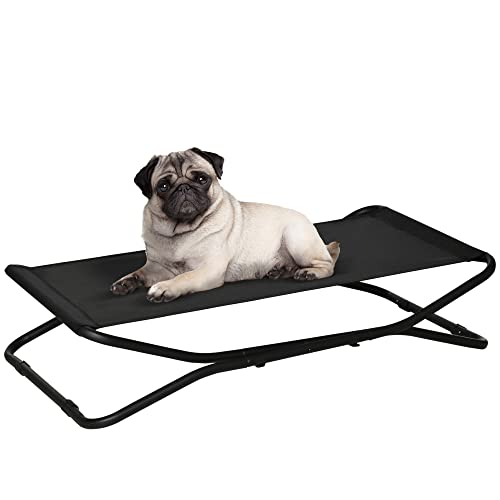 PawHut Elevated Dog Bed with Breathable Fabric, Foldable Pet Cot with Heavy Duty Steel Frame, Portable Cooling Pet Bed Indoor Outdoor Use, for Small Medium Dogs