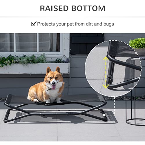 PawHut Elevated Dog Bed with Breathable Fabric, Foldable Pet Cot with Heavy Duty Steel Frame, Portable Cooling Pet Bed Indoor Outdoor Use, for Small Medium Dogs