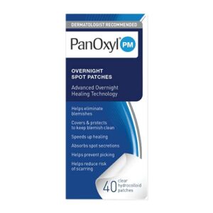 panoxyl pm overnight spot patches, advanced hydrocolloid healing technology, fragrance free, 40 count