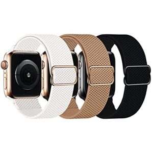 upols stretchy solo loop strap compatible with apple watch bands 38mm 40mm 41mm 42mm 44mm 45mm, stretch braided sport elastic nylon women men wristband compatible for iwatch series 7/6/se/5/4/3/2/1