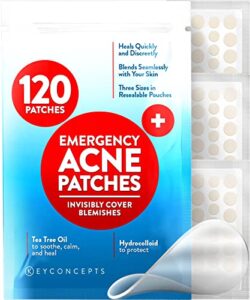 pimple patches (120 pack), hydrocolloid acne patches with tea tree oil – pimple patches for face – zit patch and pimple stickers – hydrocolloid acne dots for acne – zit patches – acne