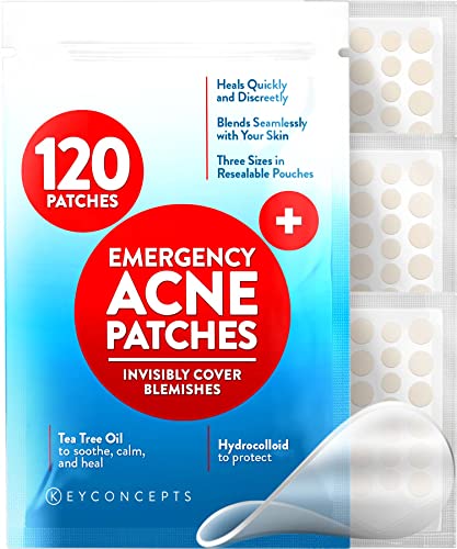 Pimple Patches (120 Pack), Hydrocolloid Acne Patches with Tea Tree Oil - Pimple Patches for Face - Zit Patch and Pimple Stickers - Hydrocolloid Acne Dots for Acne - Zit Patches - Acne