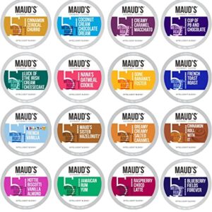 Maud's Super Flavored Coffee Variety Pack, 80ct. Solar Energy Produced Recyclable Single Serve Flavored Coffee Pods Jam-Packed with 16 Flavors - 100% Arabica Coffee California Roasted, KCup Compatible