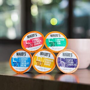 Maud's Super Flavored Coffee Variety Pack, 80ct. Solar Energy Produced Recyclable Single Serve Flavored Coffee Pods Jam-Packed with 16 Flavors - 100% Arabica Coffee California Roasted, KCup Compatible