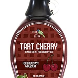 Green Jay Gourmet Tart Cherry Syrup - Premium Breakfast Syrup with Sweet Cherries, Cane Sugar & Lemon Juice - All-Natural, Non-GMO Pancake Syrup, Waffle Syrup & Dessert Syrup - 8 Ounces