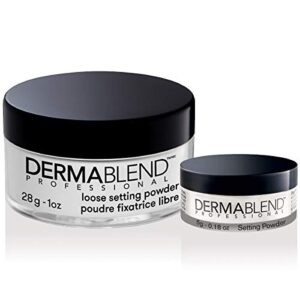 dermablend loose setting powder makeup gift set, translucent powder kit for face makeup, mattifying finish and shine control, dermatologist recommended, original translucent gift set