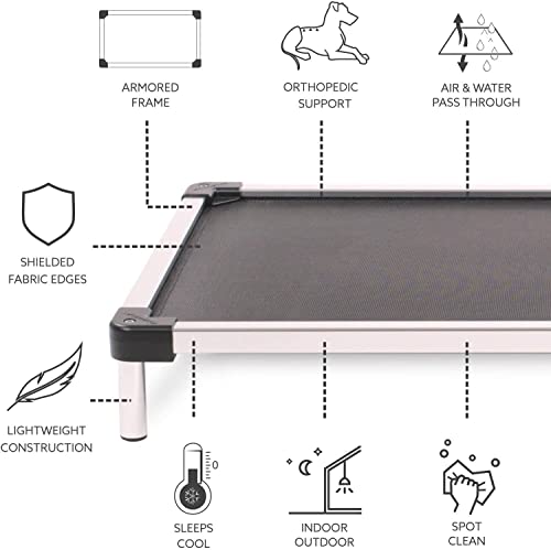 K9 Ballistics Chew Proof Mesh Elevated Dog Bed - Waterproof - Aluminum - Indoor/Outdoor - Ships Assembled - Fit Inside of Small Crates 29"x18"x3.5", Black Mesh