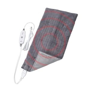 Calming Heat Massaging Weighted Heating Pad by Sharper Image- Weighted Electric Heating Pad with Massaging Vibrations, 6 Settings- 3 Heat, 3 Massage- 9 Relaxing Combinations, 12” x 24”, 4 lbs