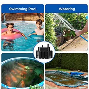 850GPH Ultra-quiet Water Pump, 75W Small Submersible Water Pump, Pool Cover Pump, Sump Pump for Pool Drainage With 16ft Drainage Hose, Upgraded 25ft Thicker Power Cable and 3 Detachable Adapters