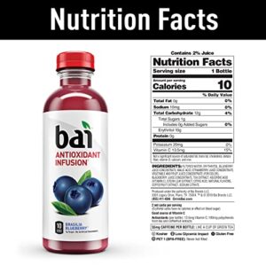 Bai Flavored Water, Safari Variety Pack, Antioxidant Infused Drinks, 18 Fluid Ounce Bottles, 12 Count, 3 Each of Brasilia Blueberry, Costa Rica Clementine, Malawi Mango, Zambia Bing Cherry,18 Fl Oz (Pack of 12)