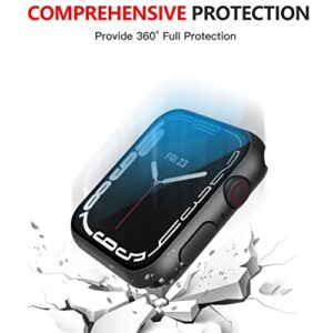 Misxi 2 Pack Waterproof Black Hard Case with Tempered Glass Compatible with Apple Watch Series 6 SE Series 5 Series 4 44mm, Ultra-Thin Durable Protective Cover for iWatch Screen Protector