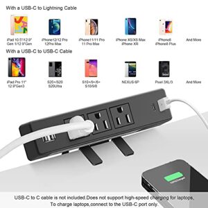 Desktop Clamp Power Strip with USB, Surge Protector Power Charging Station Outlet with 3 Plugs 3 USB A 1 USB C PD 18W Fast Charging Outlets, Desk Mount Multi-Outlets for Home Office Garage Workshop