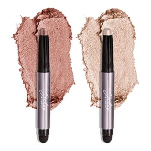 julep eyeshadow 101 crème to powder waterproof eyeshadow stick duo, pearl shimmer and rose shimmer