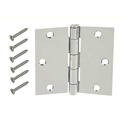 3-1/2 In. Chrome Square Corner Door Hinge-Everbilt-20294