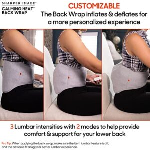 Calming Heat Back Wrap by Sharper Image- Cordless Electric Back Heating Pad, Inflatable Lumbar, Soothing Heat & Vibrations- 9 Settings 3 Heat, 3 Vibration, 3 Lumbar Includes Portable Power Pack