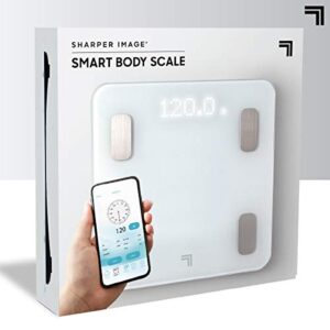 SHARPER IMAGE Digital Bathroom Smart Scale, Wireless Bluetooth Connectivity, Companion App Tracks Weight, Body Fat & BMI, Android & iOS Compatible, 10 User Health Profiles, Accurate Precision Sensors