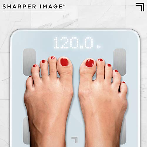 SHARPER IMAGE Digital Bathroom Smart Scale, Wireless Bluetooth Connectivity, Companion App Tracks Weight, Body Fat & BMI, Android & iOS Compatible, 10 User Health Profiles, Accurate Precision Sensors