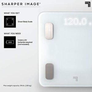 SHARPER IMAGE Digital Bathroom Smart Scale, Wireless Bluetooth Connectivity, Companion App Tracks Weight, Body Fat & BMI, Android & iOS Compatible, 10 User Health Profiles, Accurate Precision Sensors