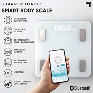 SHARPER IMAGE Digital Bathroom Smart Scale, Wireless Bluetooth Connectivity, Companion App Tracks Weight, Body Fat & BMI, Android & iOS Compatible, 10 User Health Profiles, Accurate Precision Sensors