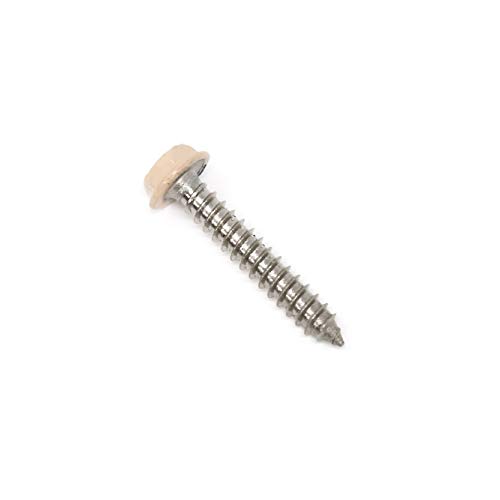 50 Piece #8 x 1 in. Stainless Steel Sheet Metal Screws, Tan Hex Washer Head Phillips Self Tapping Metal Screws in Convenient & Reusable Boxes