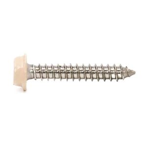 50 Piece #8 x 1 in. Stainless Steel Sheet Metal Screws, Tan Hex Washer Head Phillips Self Tapping Metal Screws in Convenient & Reusable Boxes