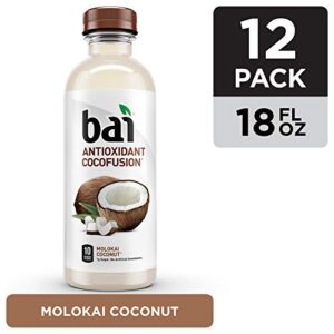 Bai Coconut Flavored Water, Molokai Coconut, Antioxidant Infused Drinks, 18 Fl Oz (Pack of 12)