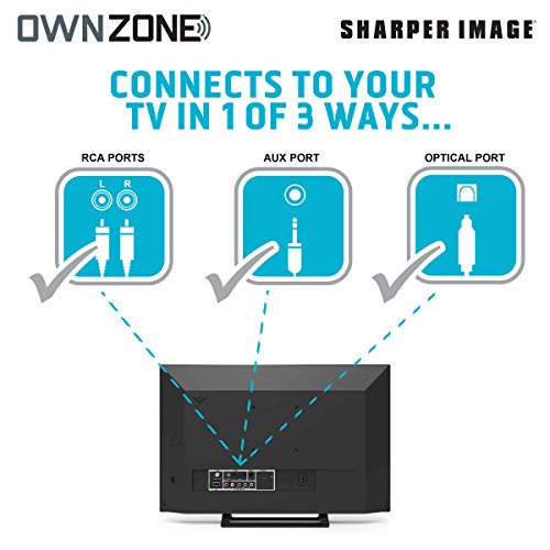 Sharper Image OWN ZONE Wireless Rechargeable TV Headphones- RF Connection, 2.4 GHz, Transmits Wirelessly up to 100ft, No Bluetooth Required, AUX, RCA, & Optical Cable Included (Black)