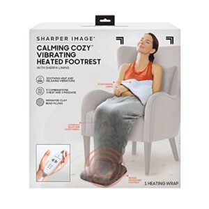 calming cozy by sharper image personal sherpa wrap with electric heating massaging vibrating foot bed, 3 heat & 3 massage settings for 9 relaxing combinations