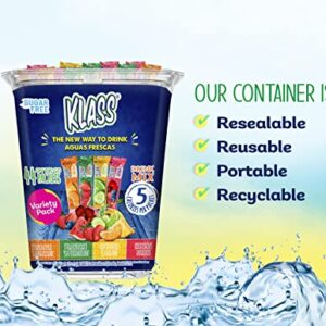 Klass Aguas Frescas, Variety Pack, Sugar Free Drink Mix, Fruit Variety Packets, On-The-Go! Powdered Drink Mix (44 Count Powder Stick Packs) 5 Calories Per Packet- Shake it up! The new way to drink Aguas Frescas.