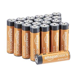 amazon basics 20 pack aa high-performance alkaline batteries, 10-year shelf life, easy to open value pack