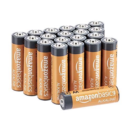 Amazon Basics 20 Pack AA High-Performance Alkaline Batteries, 10-Year Shelf Life, Easy to Open Value Pack