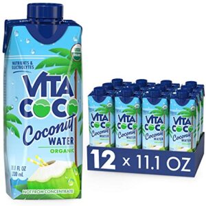 vita coco coconut water, pure organic | refreshing coconut taste | natural electrolytes | vital nutrients | 11.1 oz (pack of 12)