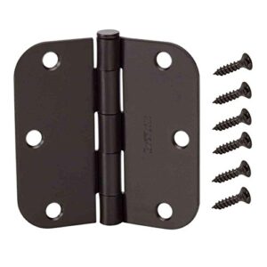 3-1/2 in. x 5/8 in. radius oil-rubbed bronze door hinge with screws