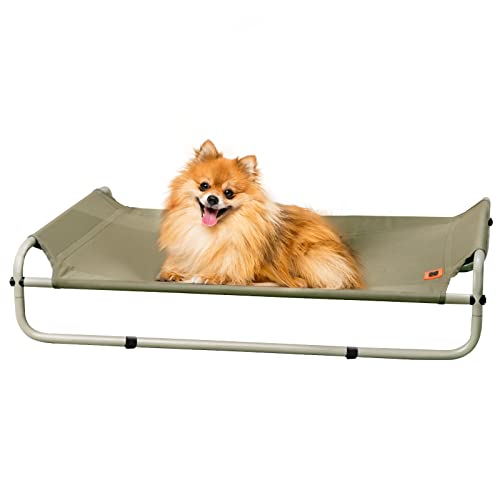 MEWOOFUN Cooling Elevated Dog Bed with Double Rod Design Raised Dog Bed Cot with Skid-Resistant Feet Design for Small & Medium Dog (35.4" L X 24.4" W X 7.9" H)