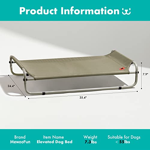 MEWOOFUN Cooling Elevated Dog Bed with Double Rod Design Raised Dog Bed Cot with Skid-Resistant Feet Design for Small & Medium Dog (35.4" L X 24.4" W X 7.9" H)