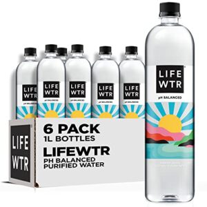 lifewtr premium purified water, ph balanced with electrolytes, 100% recycled plastic bottles, 33.8 fl oz, 1l (pack of 6)