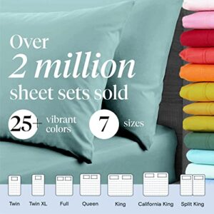 LuxClub 6 PC Sheet Set Sheets Deep Pockets 18" Eco Friendly Wrinkle Free Sheets Machine Washable Hotel Bedding Silky Soft - Light Teal Queen